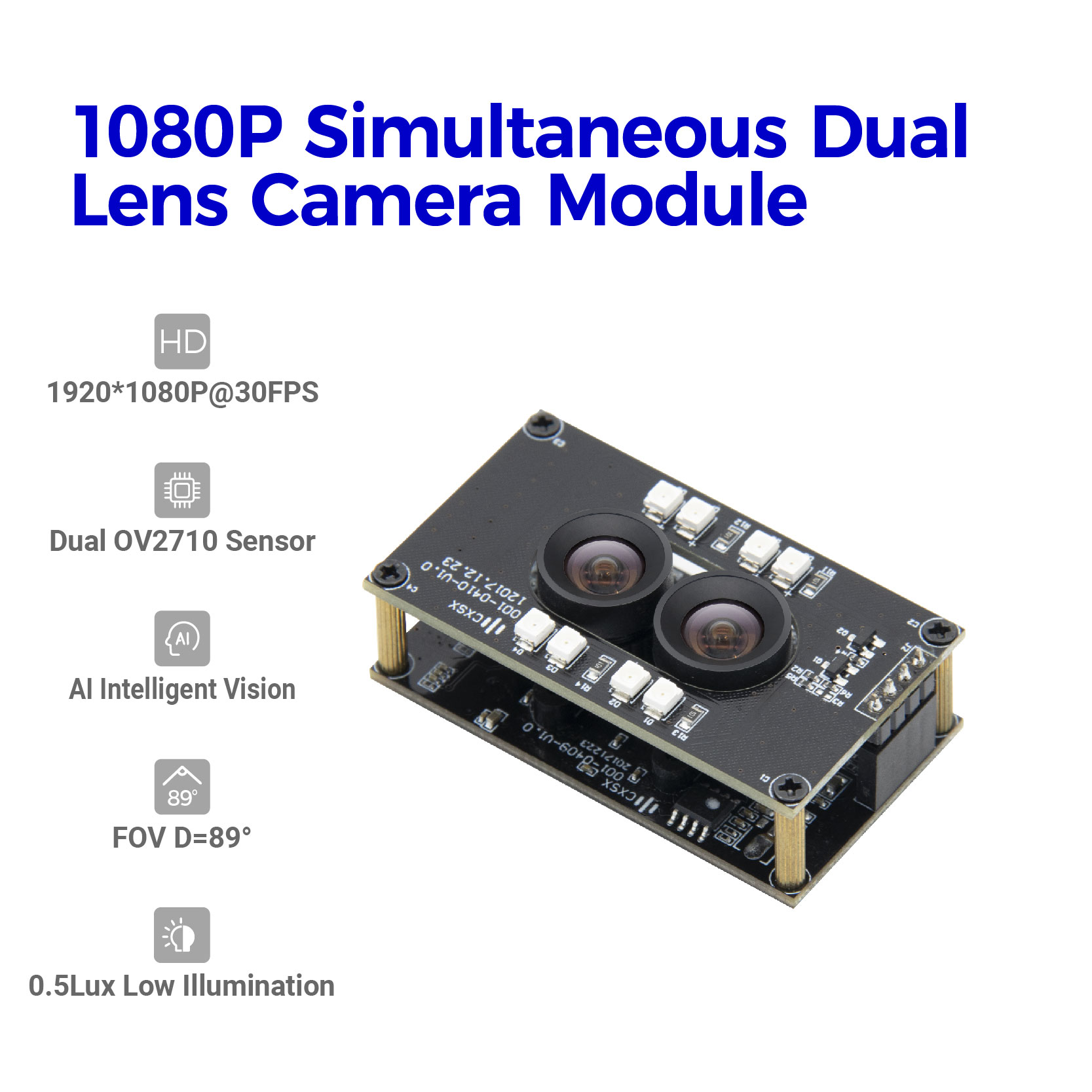 Wholesale No Distortion UVC OV2710 USB Dual Lens Camera Module ...