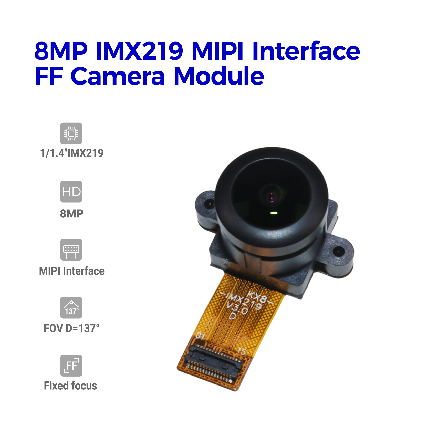 Wholesale 8MP IMX219 MIPI Interface M12 Fixed Focus Camera Module Manufacturer and Supplier | Hampo