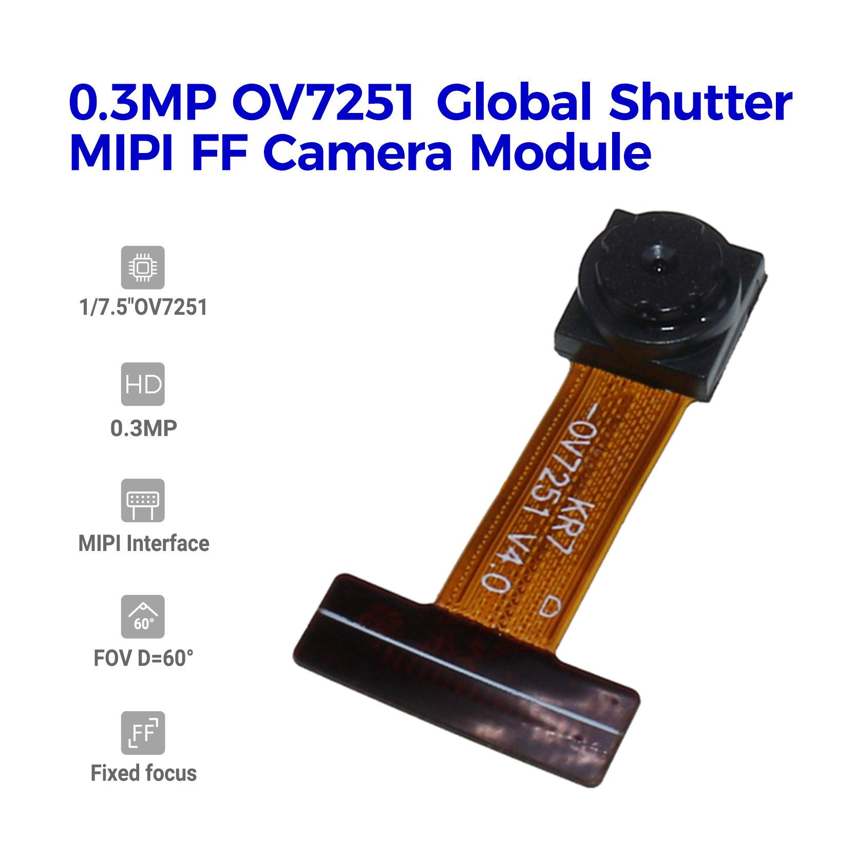 Wholesale Fixed Focus 0.3MP OV7251 Global Shutter Mini MIPI Camera module Manufacturer and ...